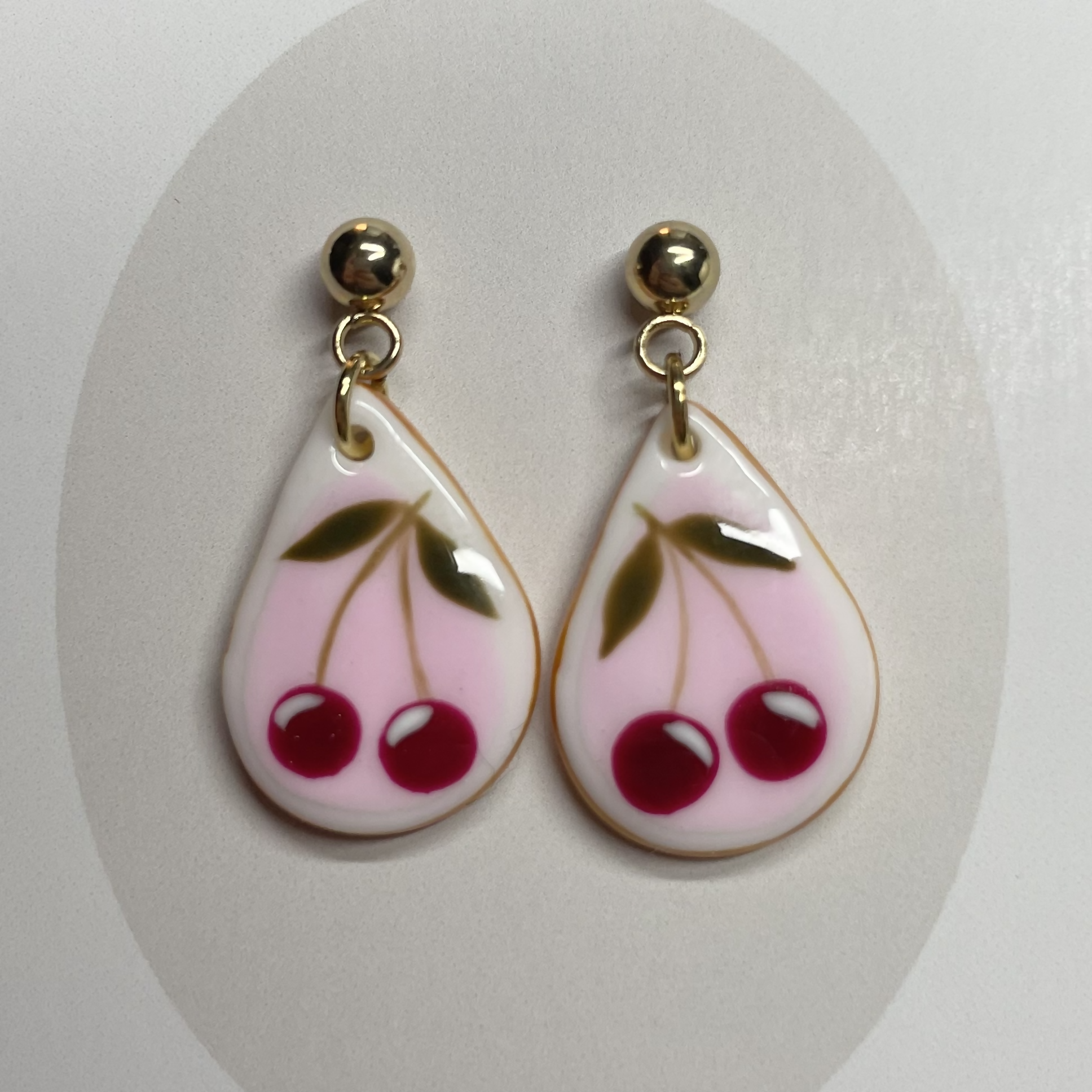Polymer Clay Earrings With Gold Plated Fastenings