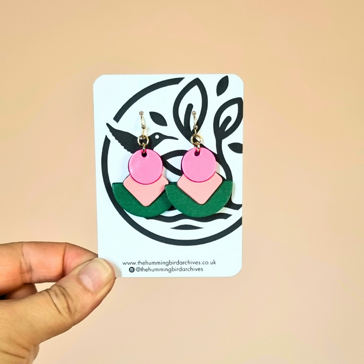 Green and Pink Earrings