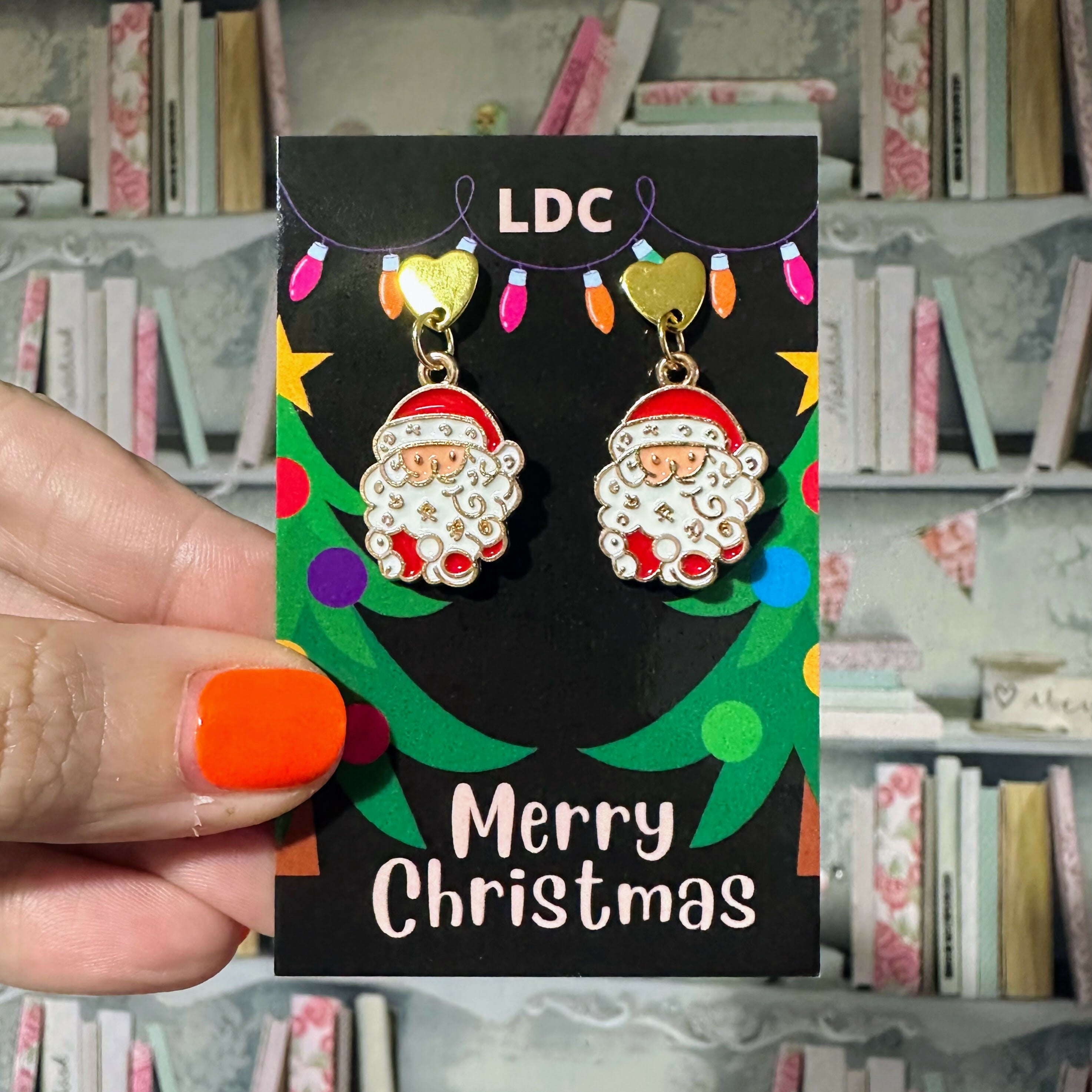 Christmas Santa Heart Drop Earrings